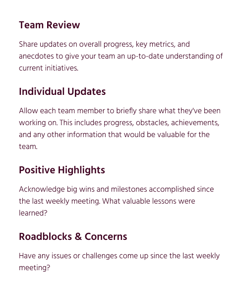 Weekly Team Meeting Agenda Template Word Google Doc